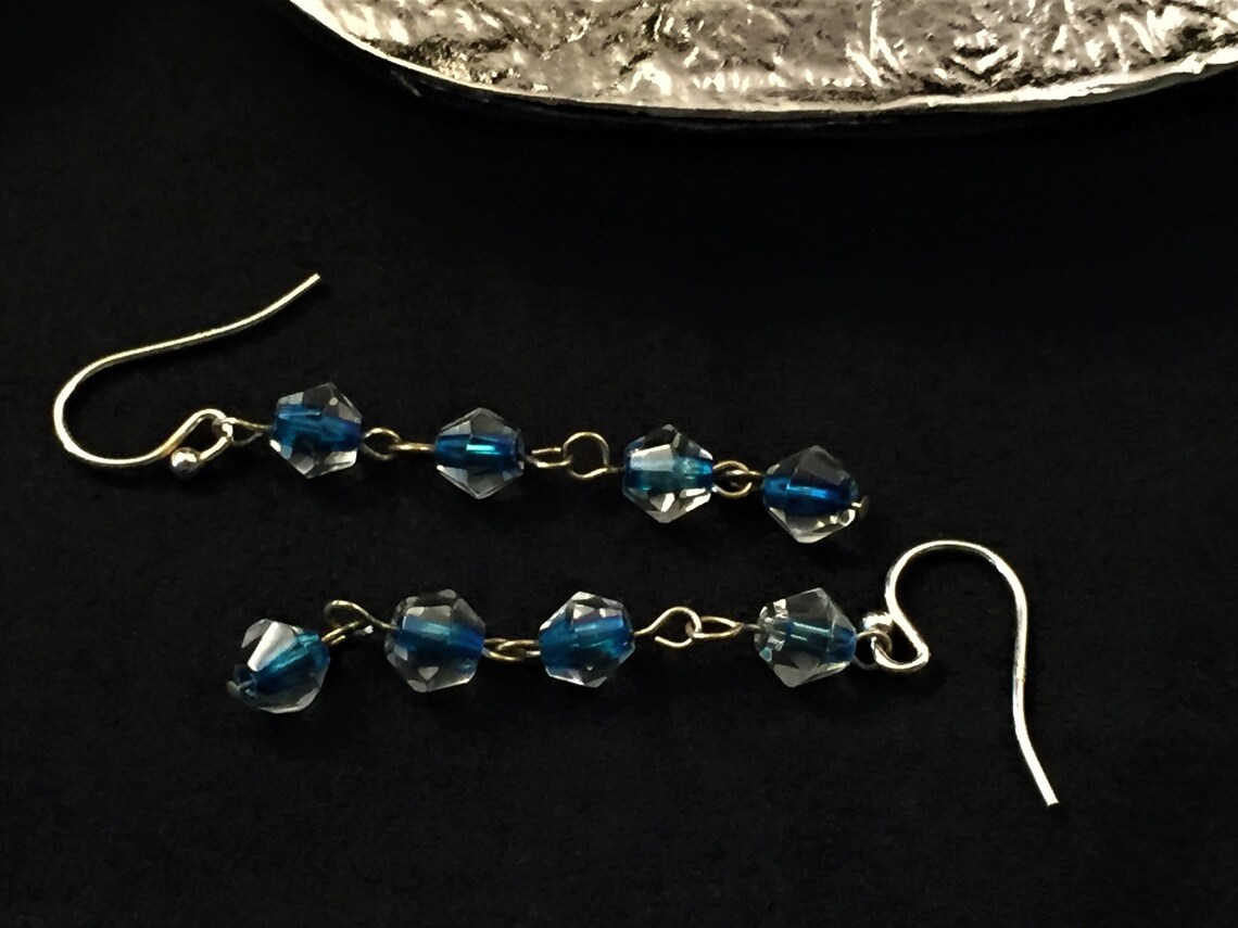 Crystal Chain Earrings, Hand Made Earrings, Hand Beaded Earrings ...