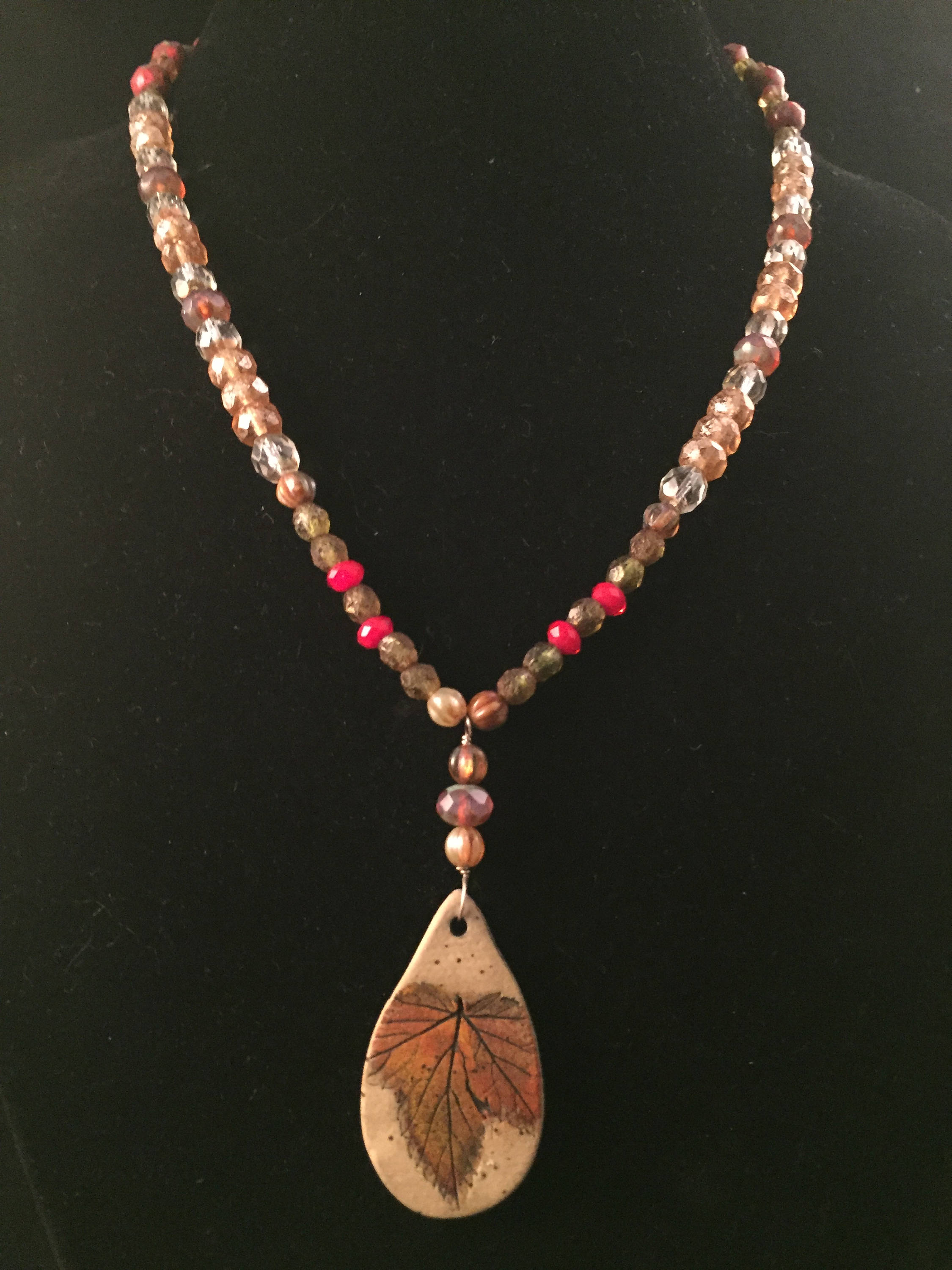 Autumn Leaf Necklace Hand Beaded Necklace Leaf Necklace - Etsy