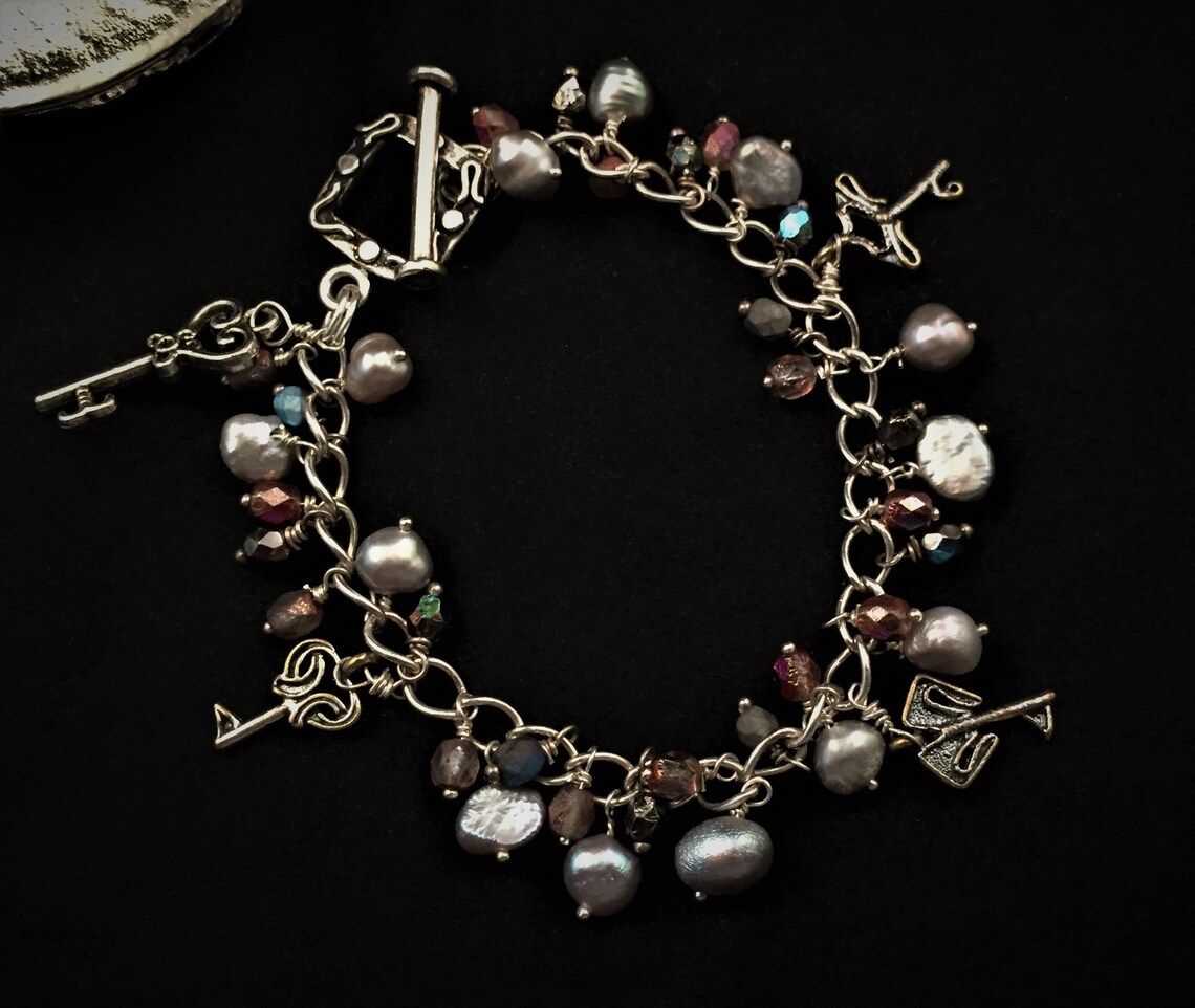 Key Charm Bracelet, Charm Bracelet, Key Bracelet, Hand Made Bracelet ...