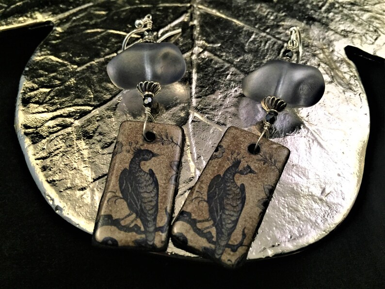 Renaissance Bird Tile Earrings Artisan Earrings Bird - Etsy