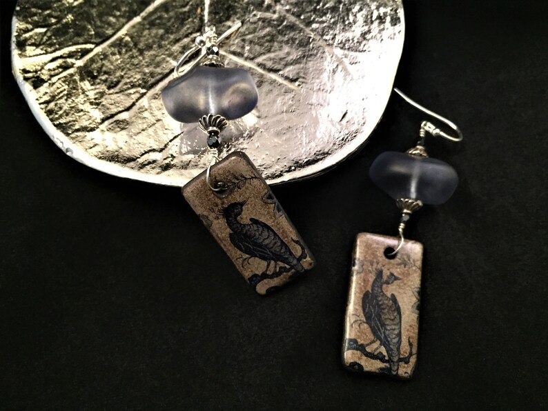 Renaissance Bird Tile Earrings Artisan Earrings Bird - Etsy
