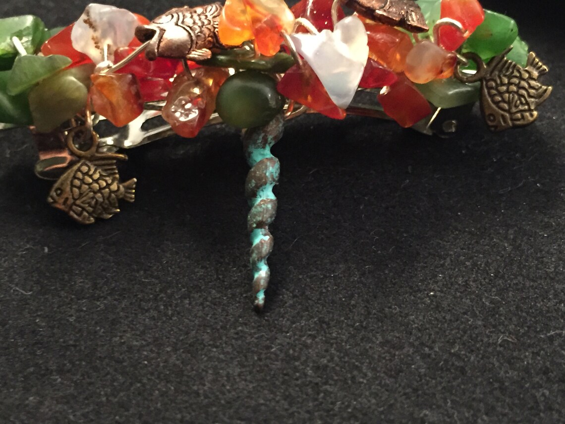 Ocean Treasures Barrette, Fish Barrette, Stone Barrette, Agate Barrette ...