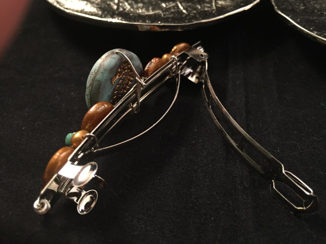 Seahorse Barrette Fish Barrette Freshwater Pearl Barrette - Etsy