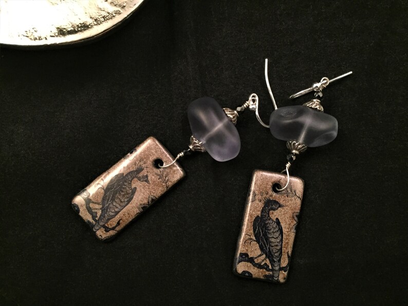 Renaissance Bird Tile Earrings Artisan Earrings Bird - Etsy