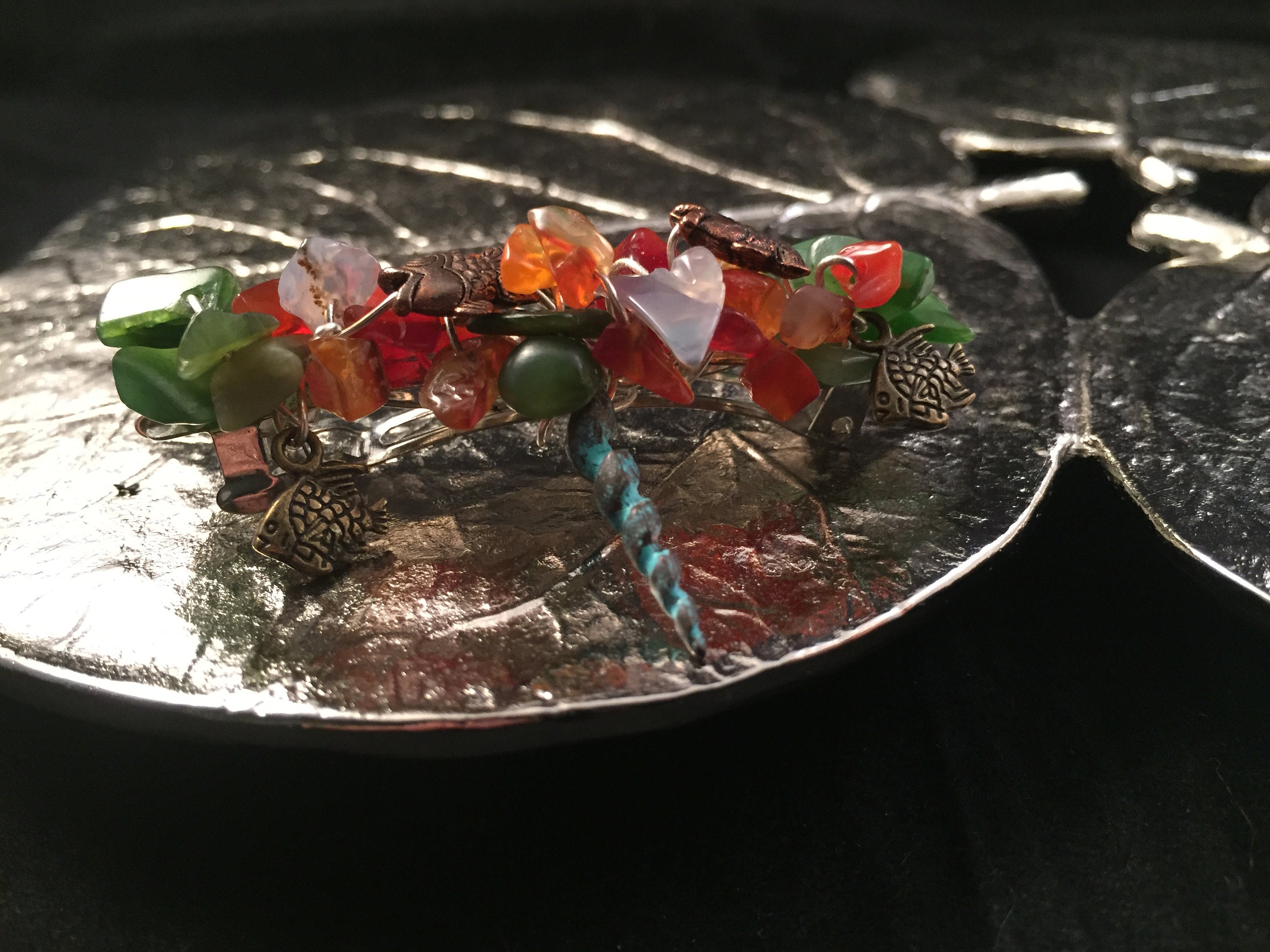 Ocean Treasures Barrette, Fish Barrette, Stone Barrette, Agate Barrette ...