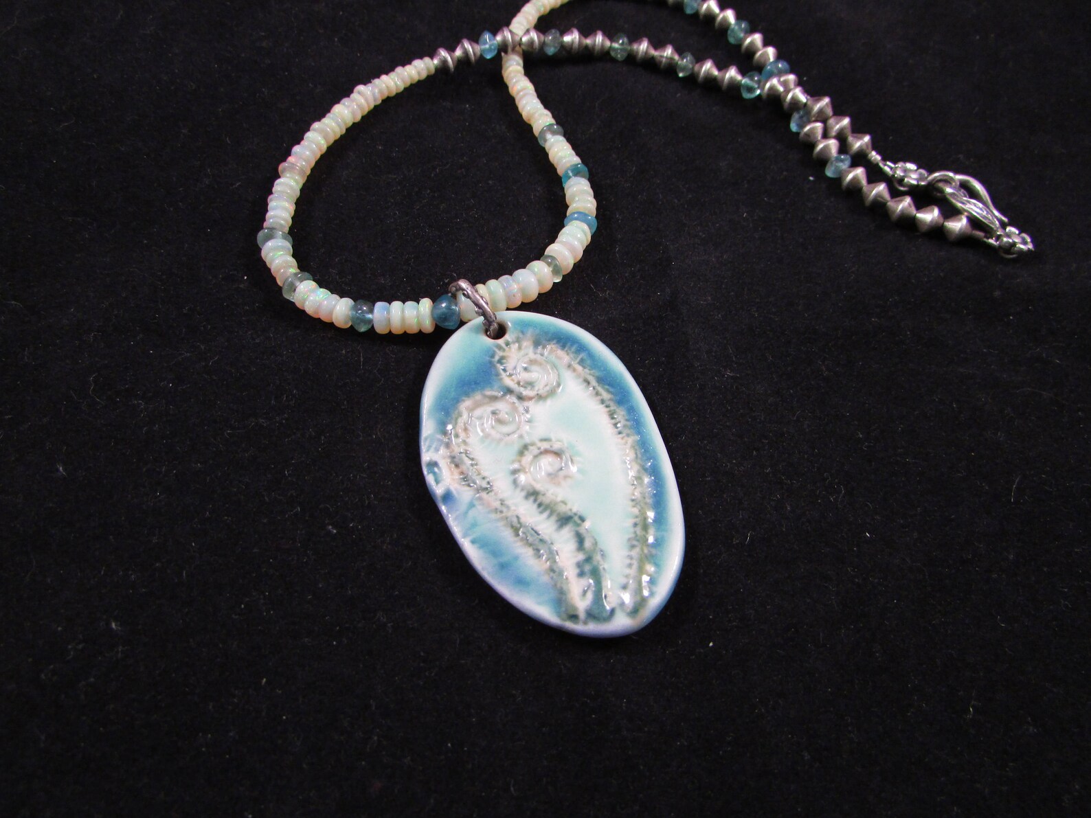 Fern Necklace, Opal Necklace, October Birthstone, Gardener Gift, Opal ...