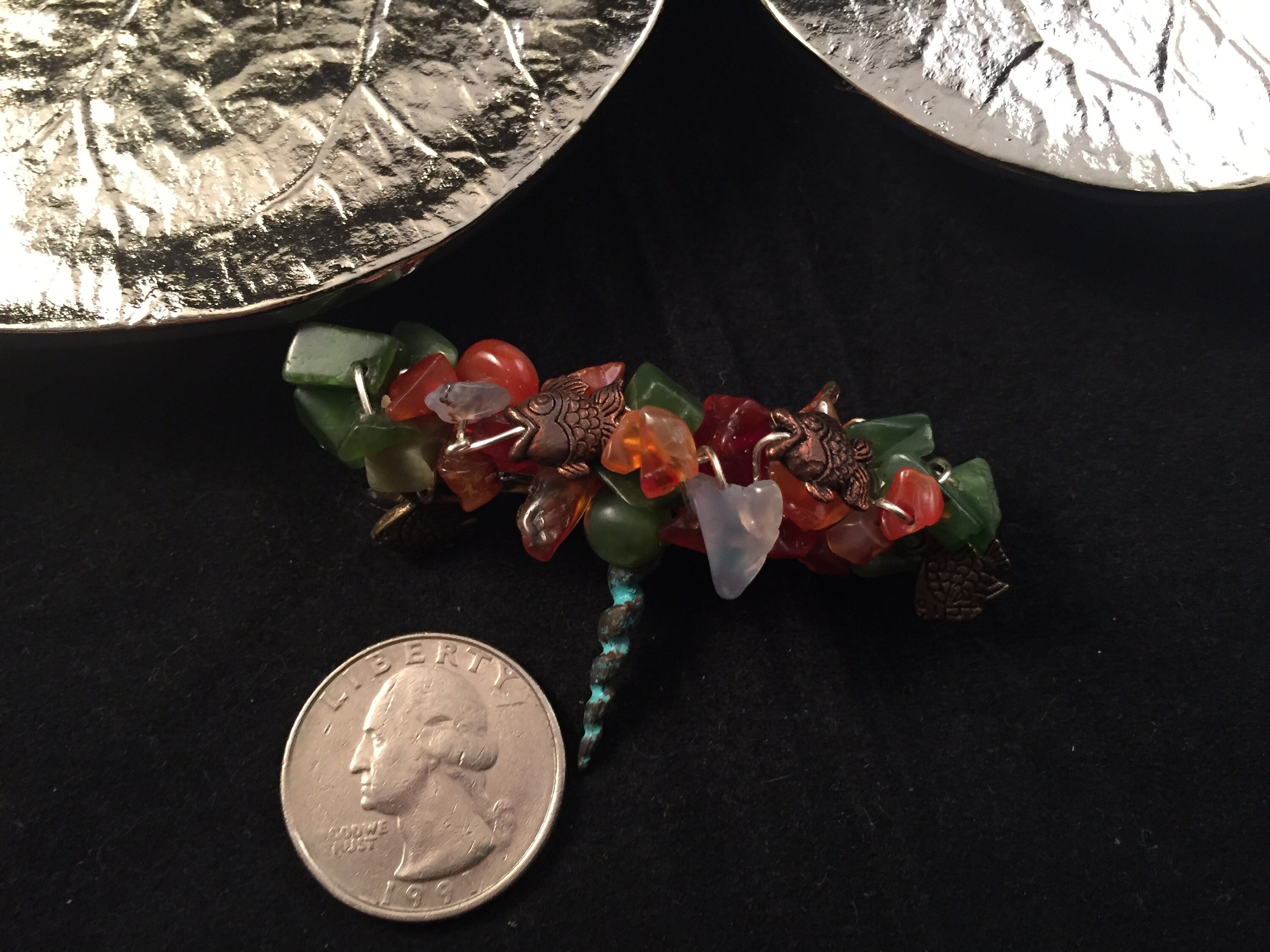 Ocean Treasures Barrette, Fish Barrette, Stone Barrette, Agate Barrette ...