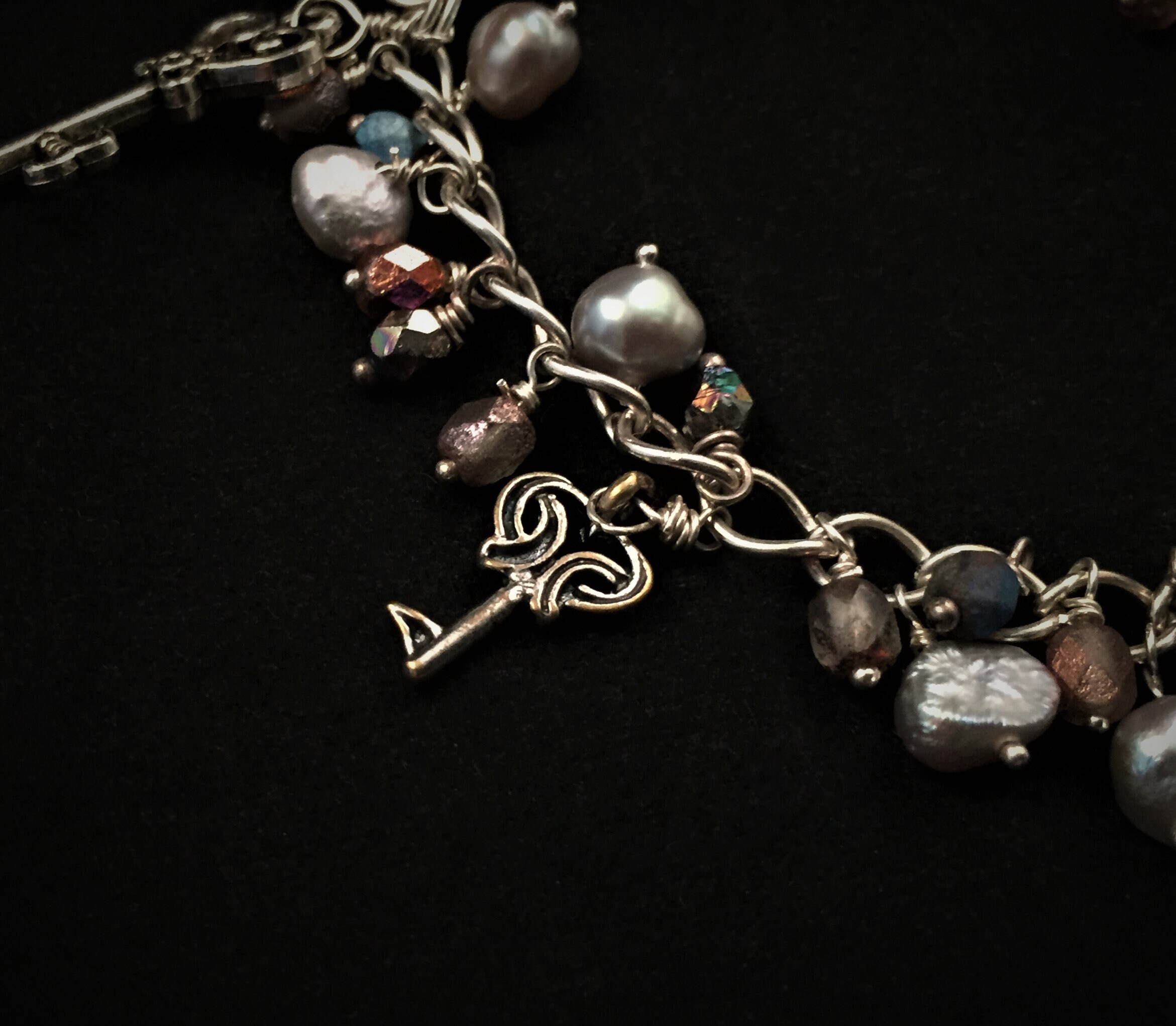 Key Charm Bracelet, Charm Bracelet, Key Bracelet, Hand Made Bracelet ...