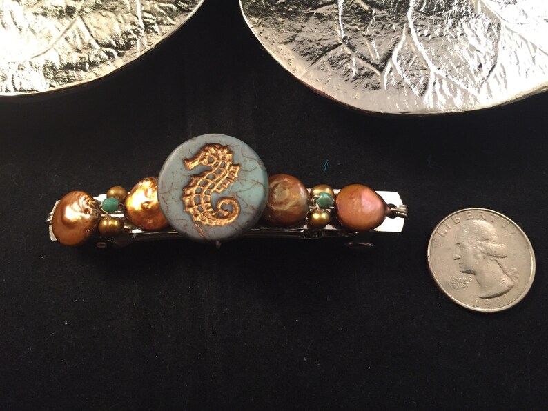 Seahorse Barrette Fish Barrette Freshwater Pearl Barrette - Etsy