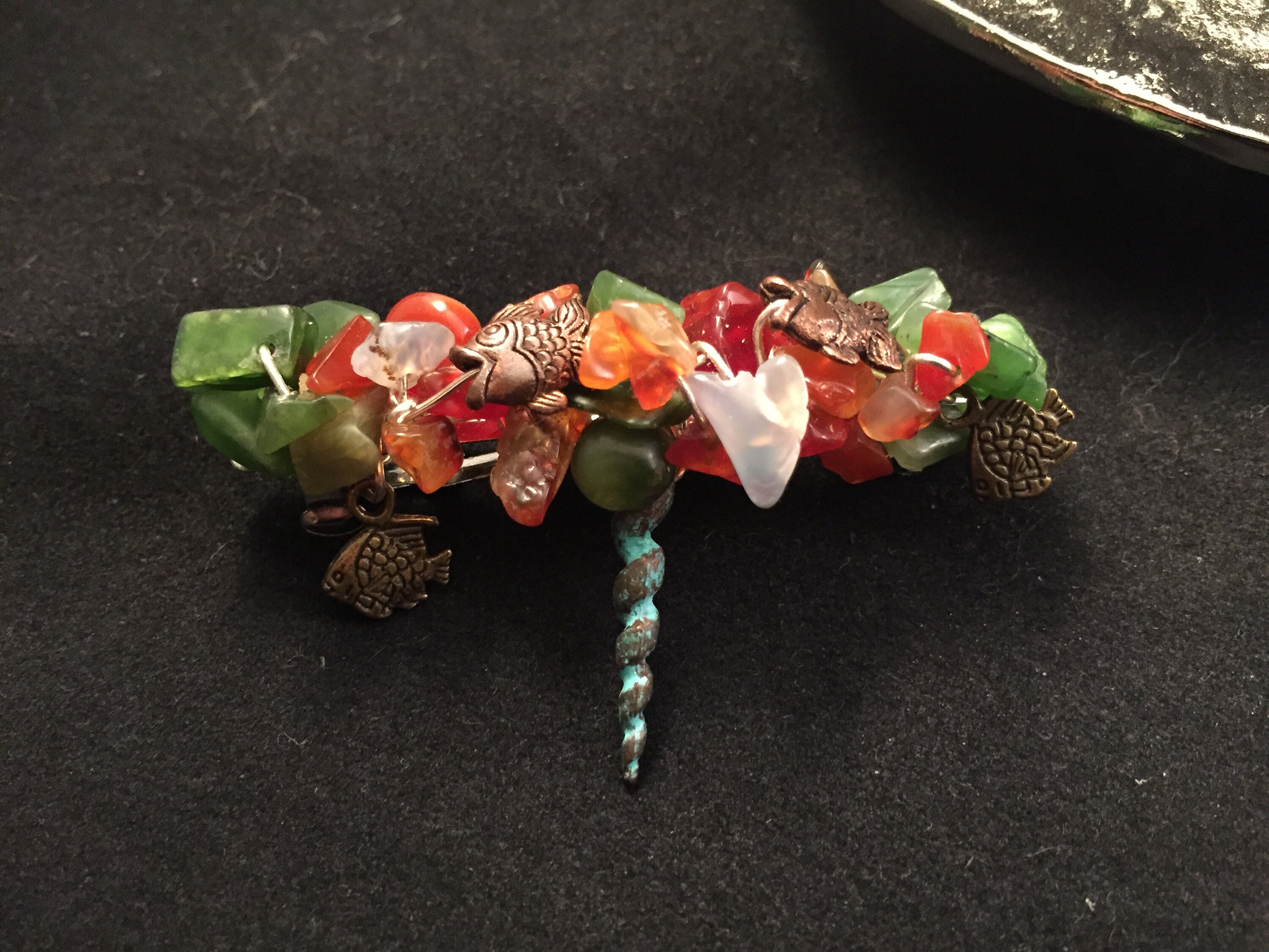 Ocean Treasures Barrette, Fish Barrette, Stone Barrette, Agate Barrette ...