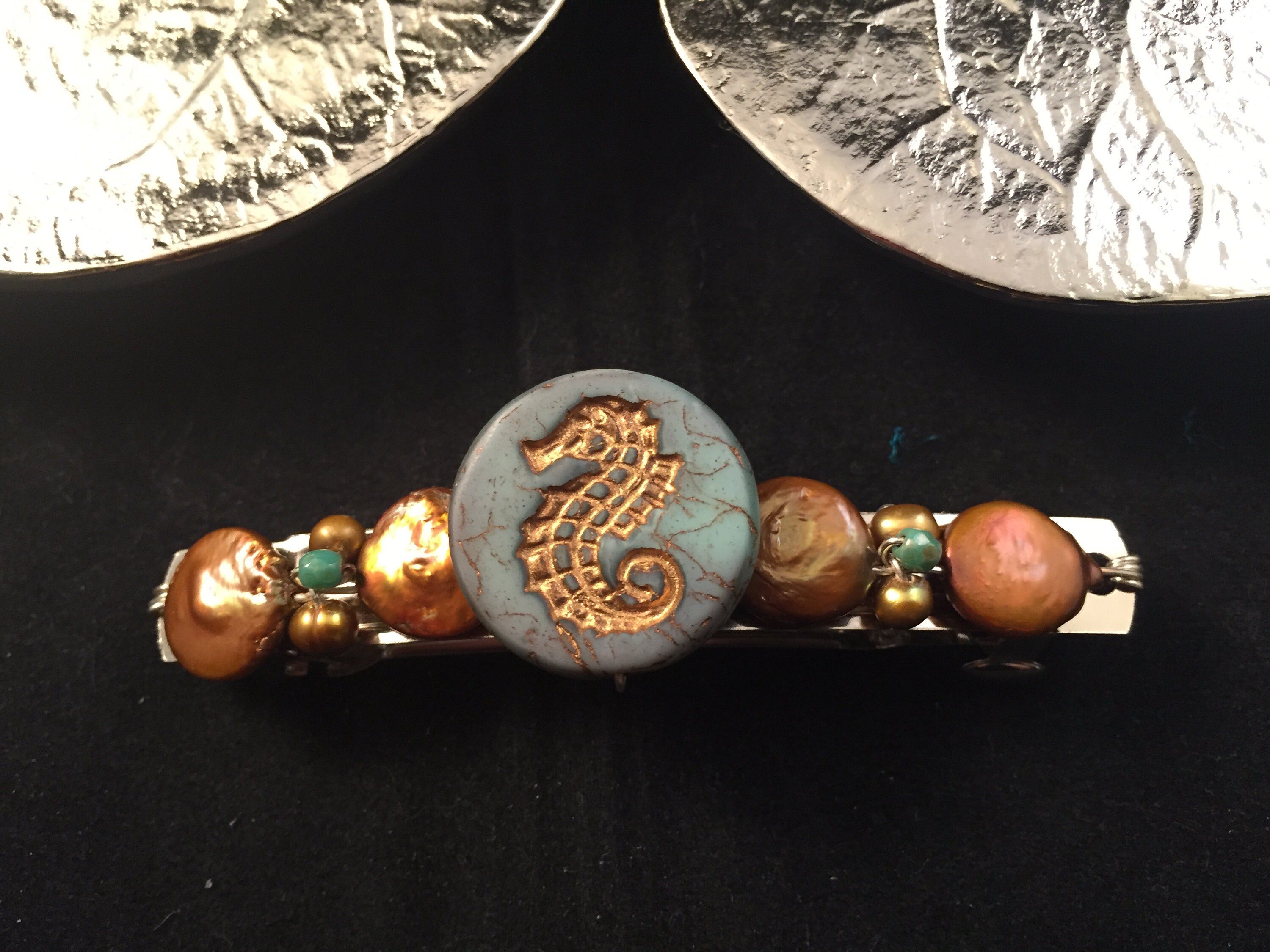 Seahorse Barrette Fish Barrette Freshwater Pearl Barrette - Etsy