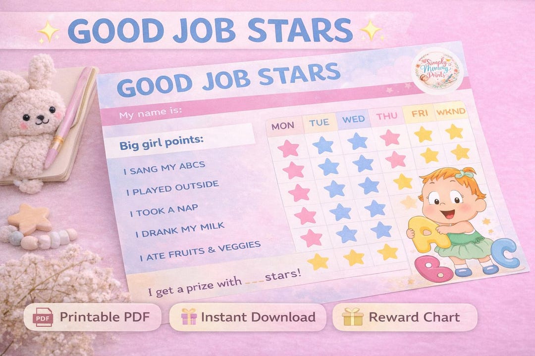 Toddler Reward Chart Printable, Kids Routine Chart, Behavior Tracker ...