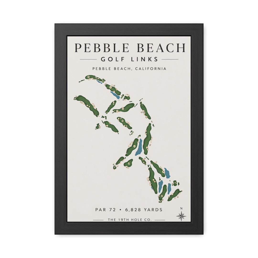 Pebble Beach Golf Links Map Print: California Coastal Course Layout ...