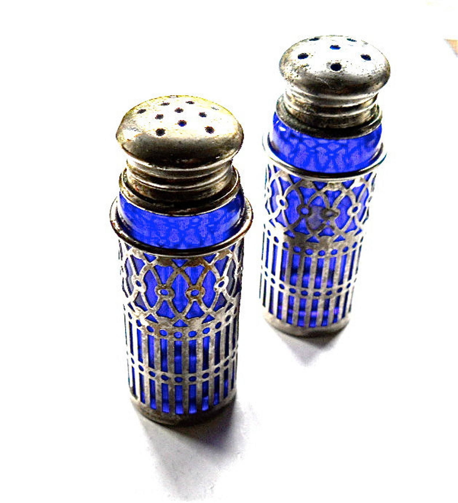 Vintage Salt Pepper Shakers Cobalt Blue and Silver | Etsy Vintage Salt Pepper Shakers Cobalt Blue and Silver | Etsy