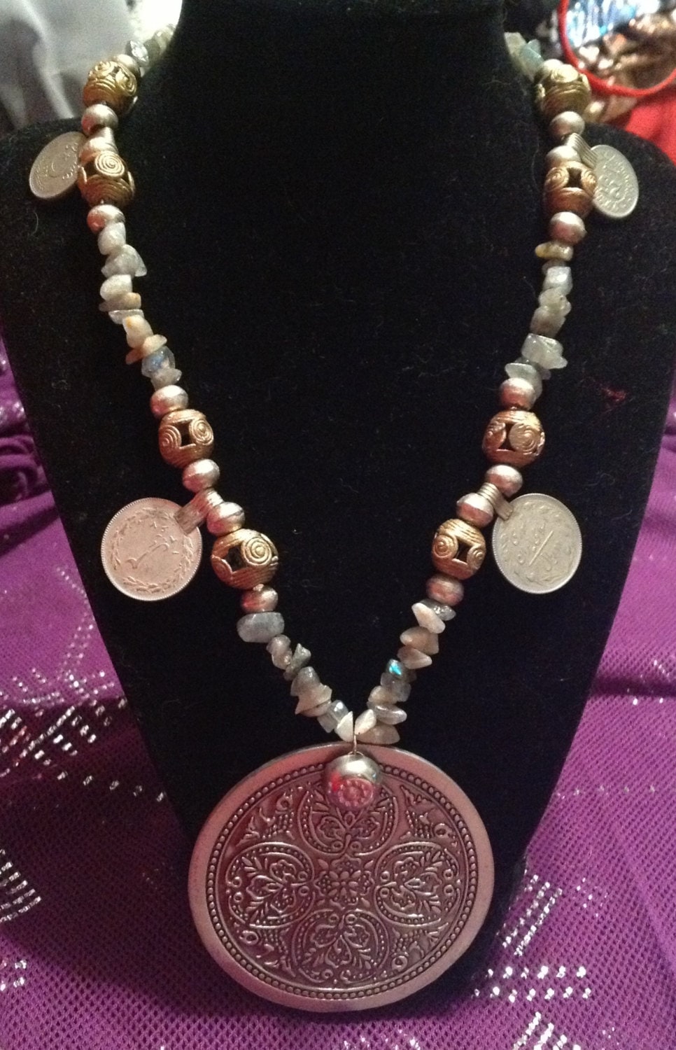 Silver Medallion Necklace - Etsy