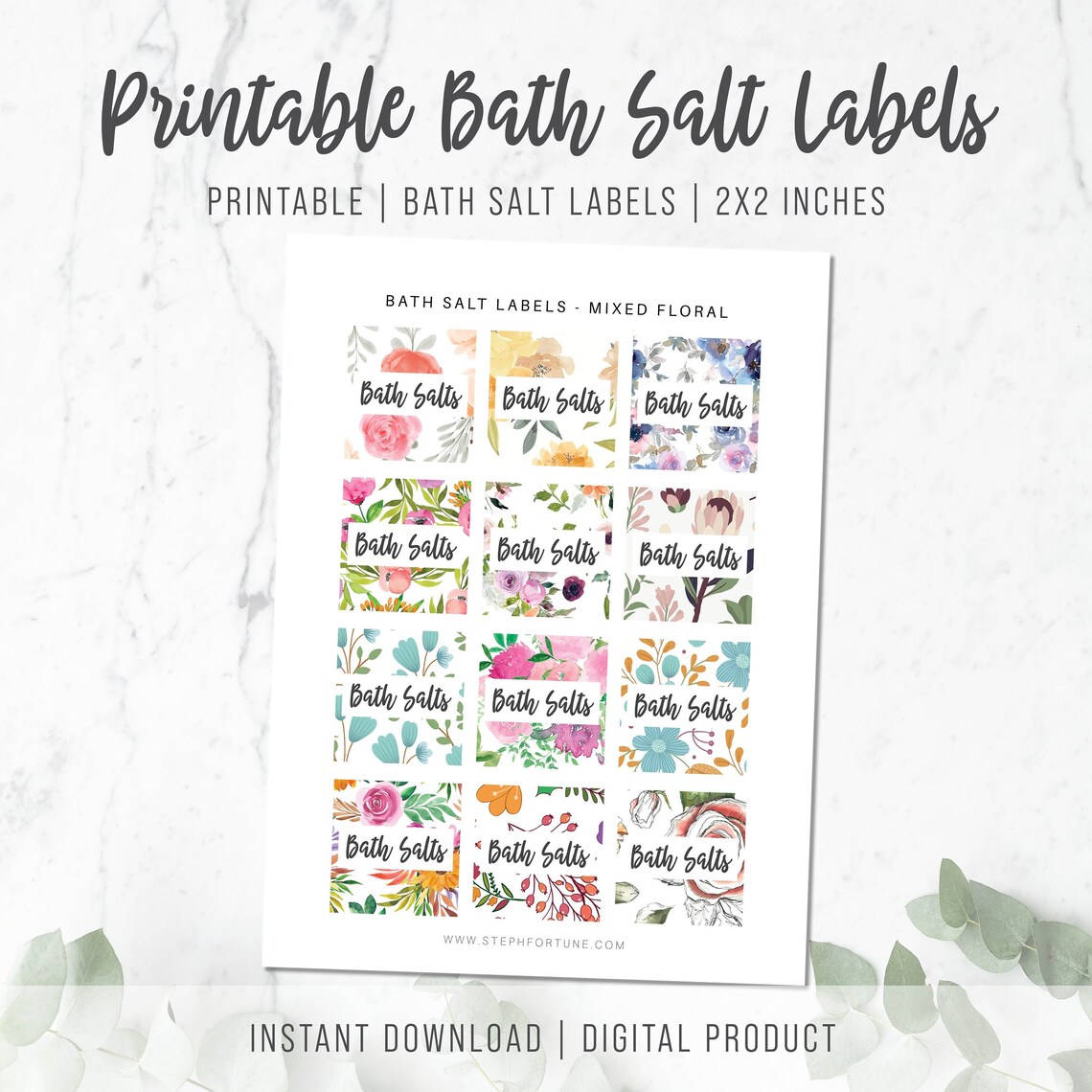 Printable Bath Salt Labels Make and Take Labels Floral - Etsy Australia