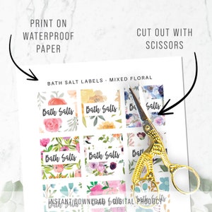 Printable Bath Salt Labels Make and Take Labels Floral | Etsy
