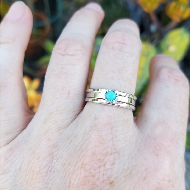 Sterling Silver Stacking Ring Set With Stone - Etsy