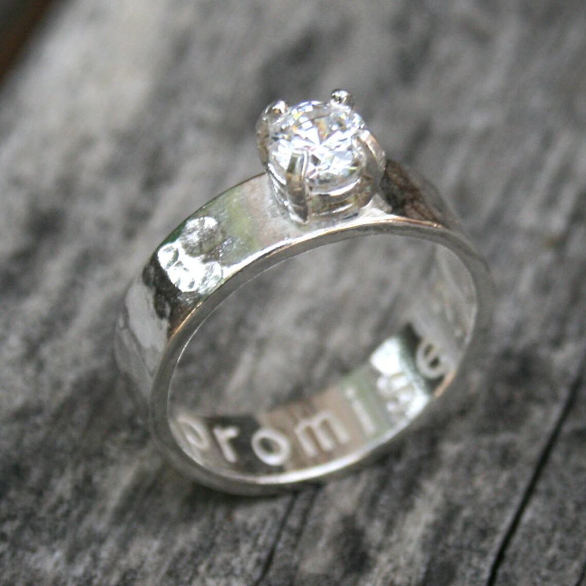 Personalized Hand Stamped Sterling Silver Promise Ring With - Etsy