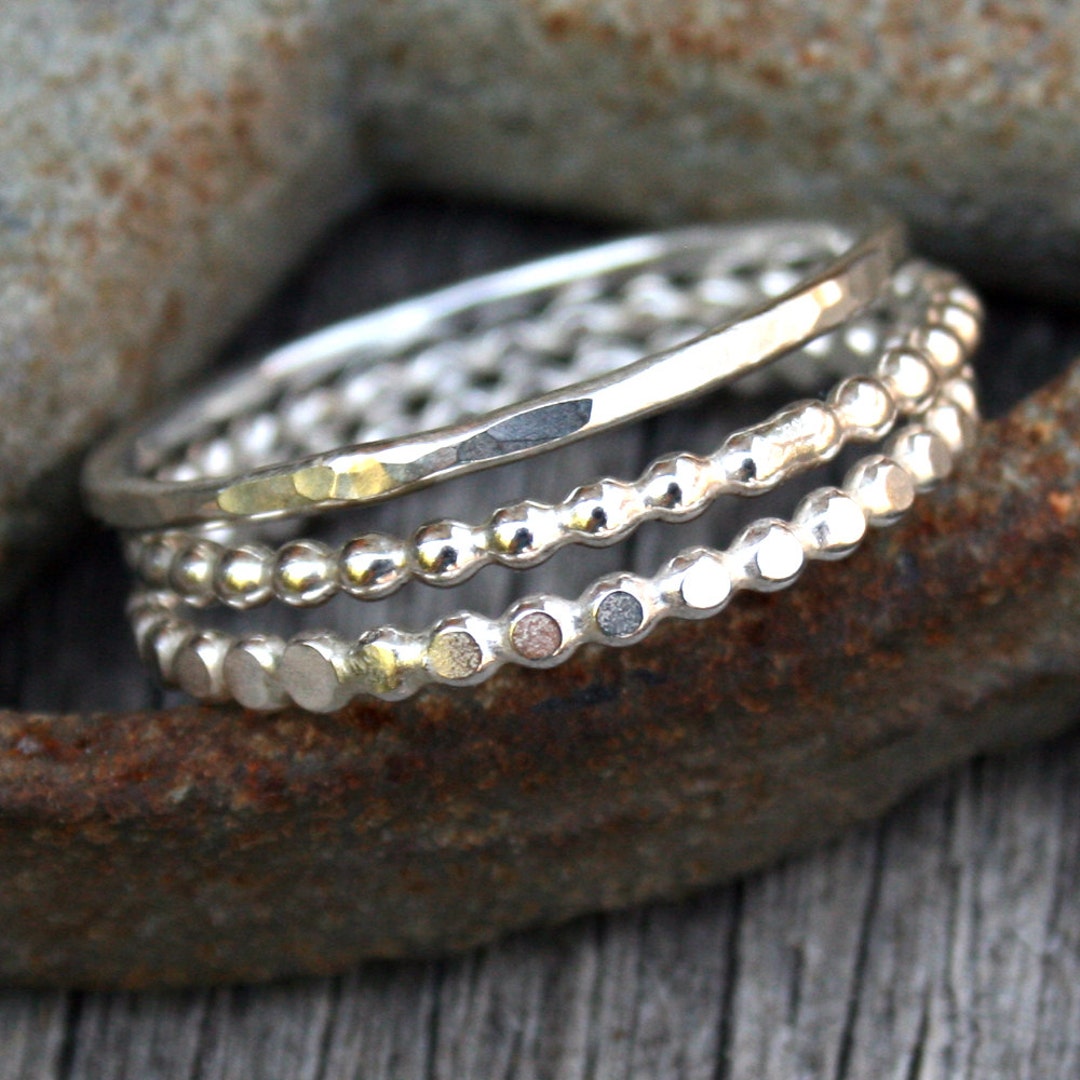 Sterling Silver Stacking Ring Set - Three Stack Ring Set - Etsy