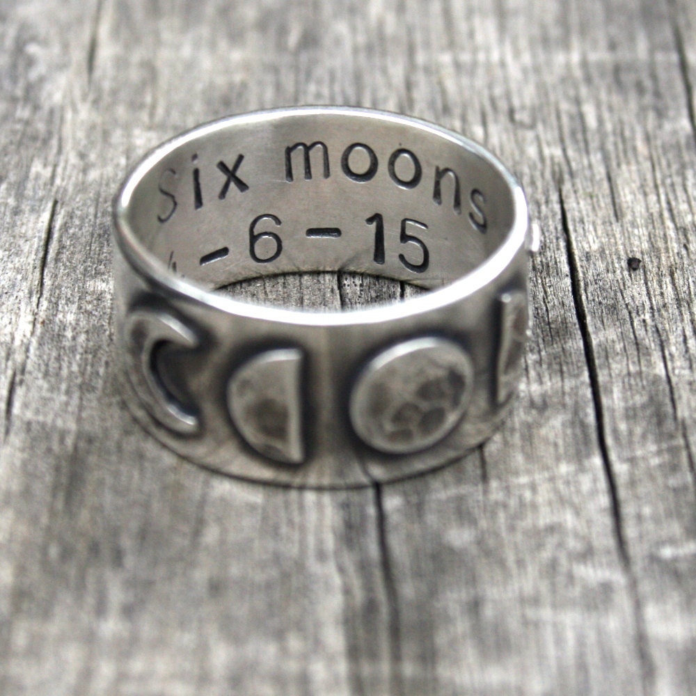 Moon Phase Ring Sterling Silver Five Phases of the Moon - Etsy