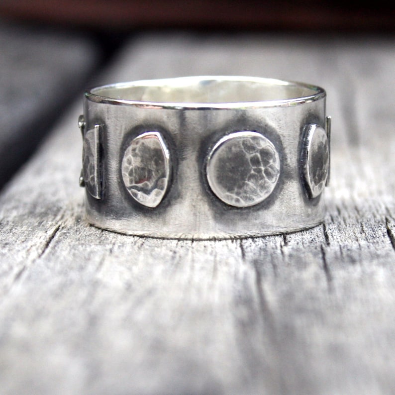 Moon Phase Ring Sterling Silver Seven Phases of the Moon - Etsy