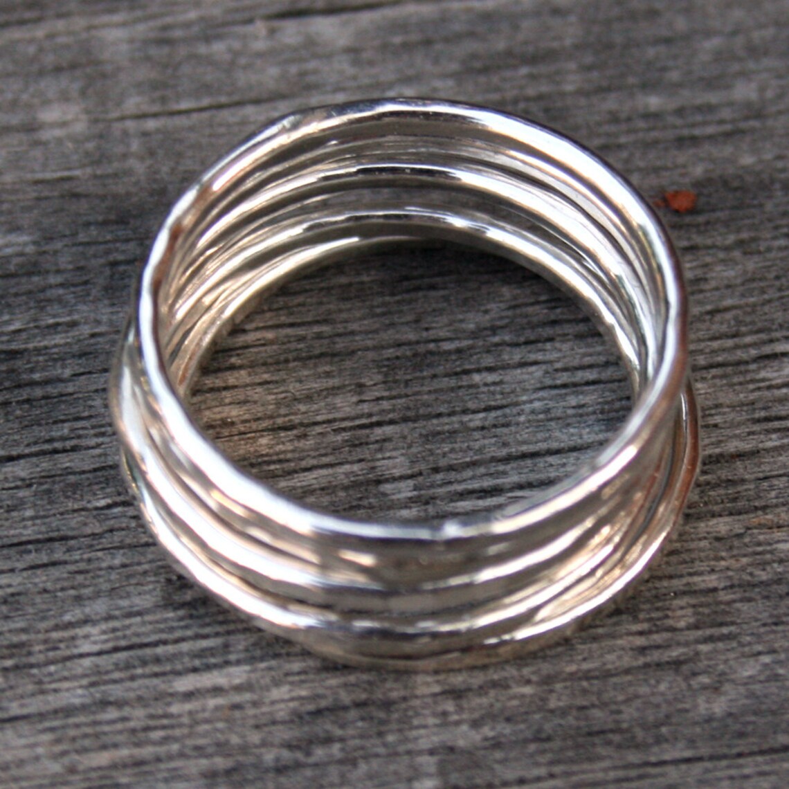 Sterling Silver Hammered Stacking Ring Set - Etsy