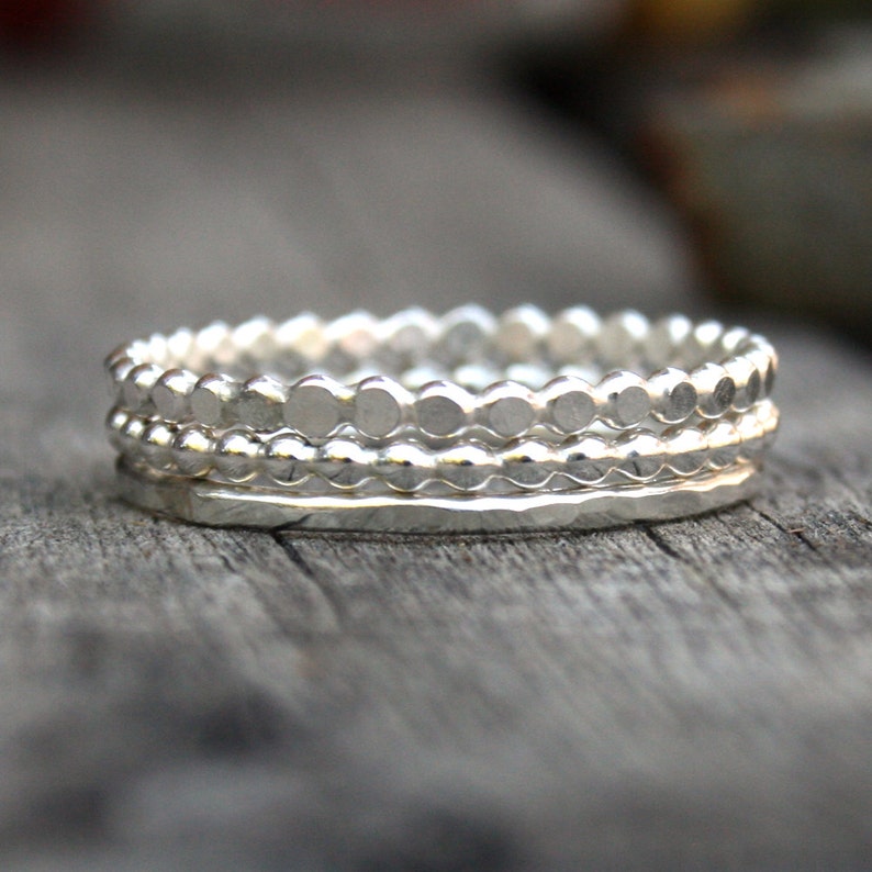 Sterling Silver Stacking Ring Set - Three Stack Ring Set - Etsy