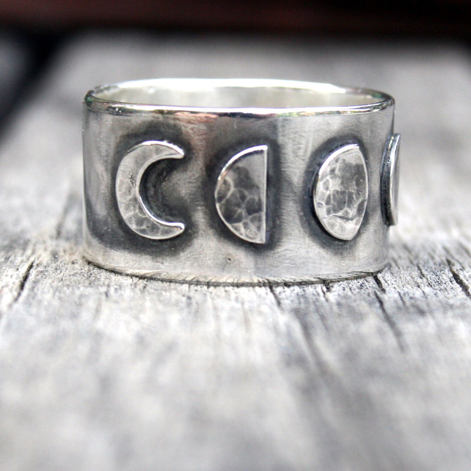 Moon Phase Ring - Sterling Silver - Seven Phases of the Moon - Etsy