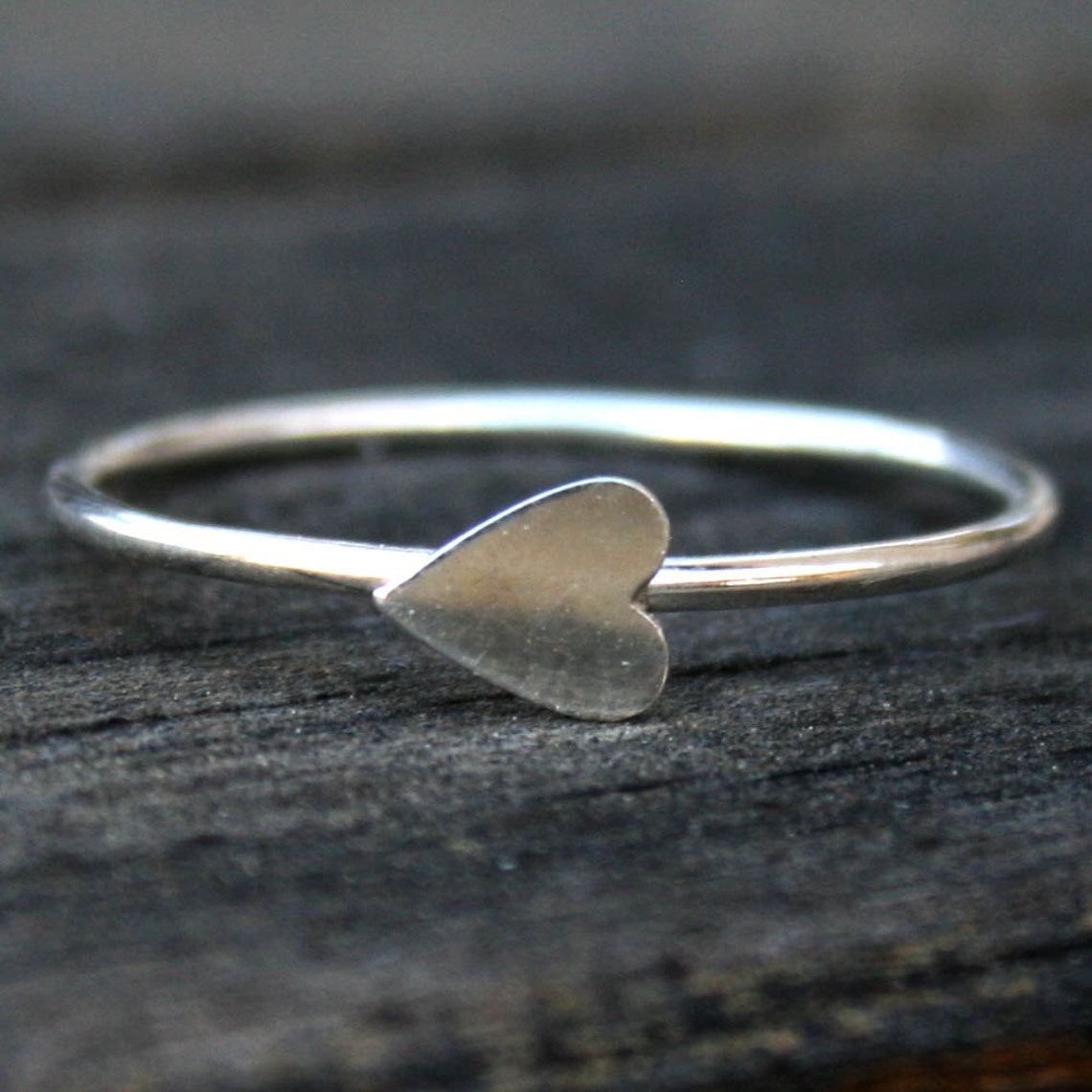 Sterling Silver Sideways Heart Stacking Ring - Etsy