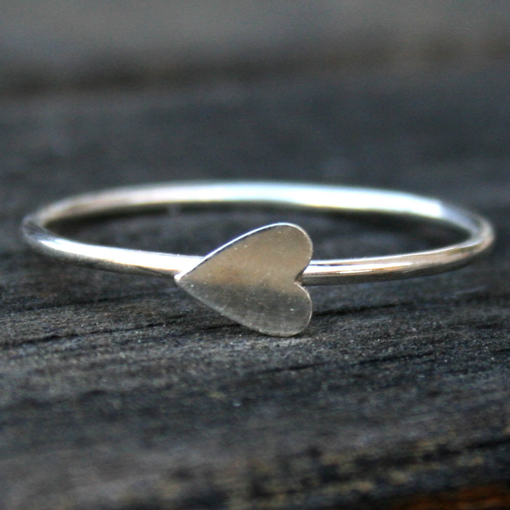 Sterling Silver Sideways Heart Stacking Ring | Etsy