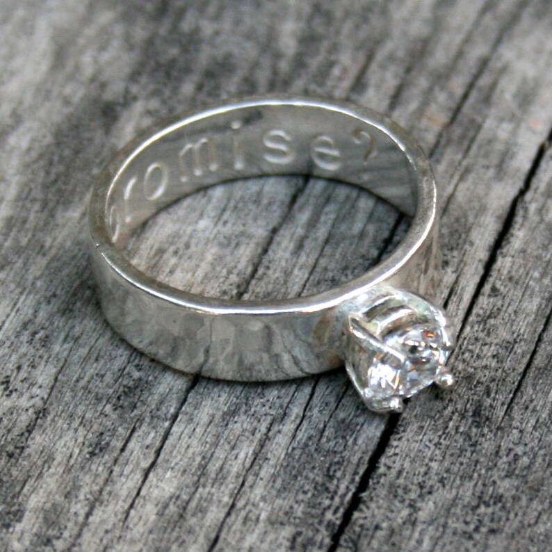 Personalized Hand Stamped Sterling Silver Promise Ring With - Etsy