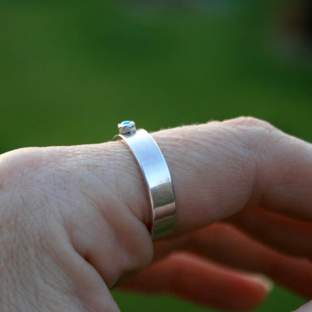 Personalized Sterling Silver Stone Ring Custom Band With | Etsy