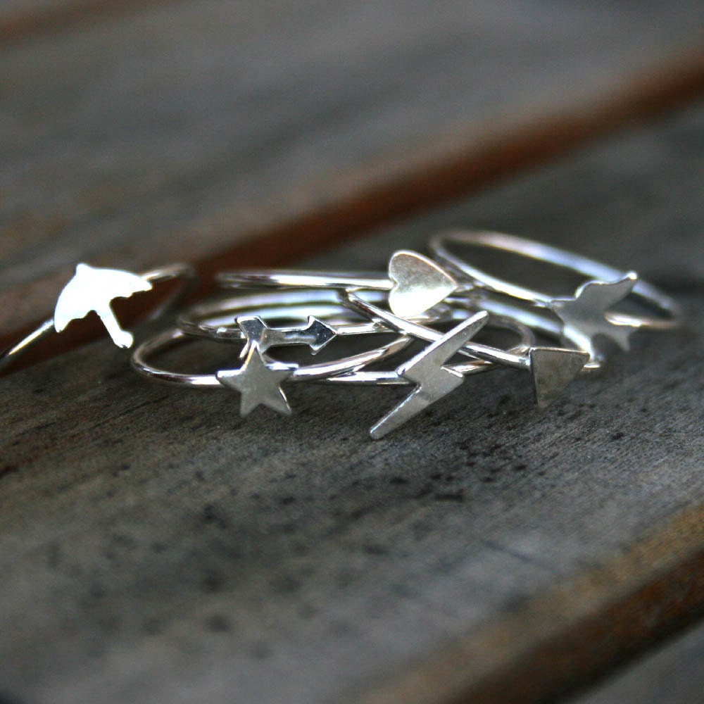 Sterling Silver Arrow Stacking Ring - Etsy