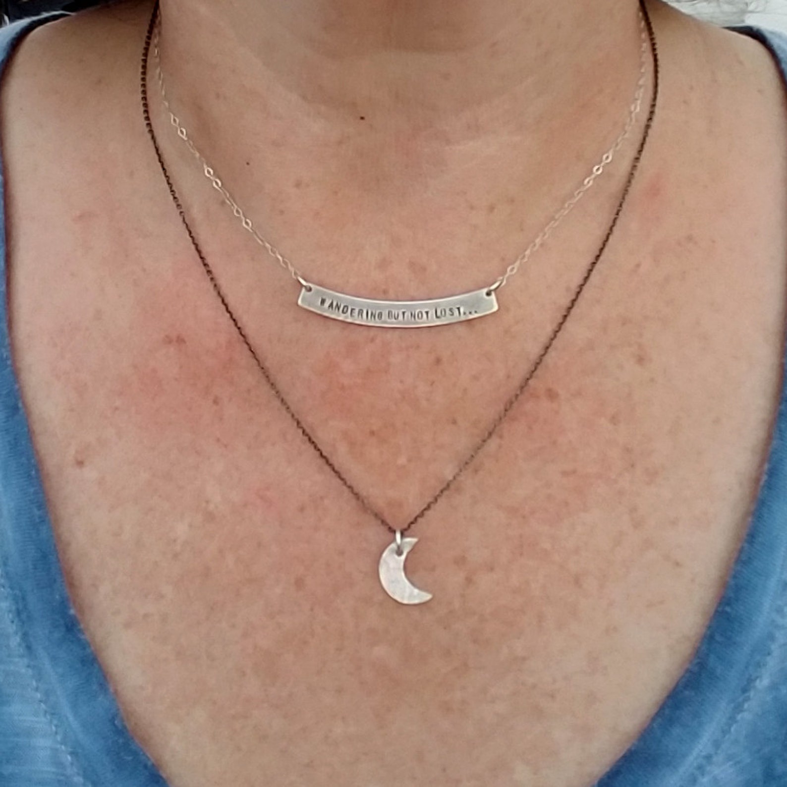 Sterling Silver Personalized Hand Stamped Message Bar Necklace | Etsy