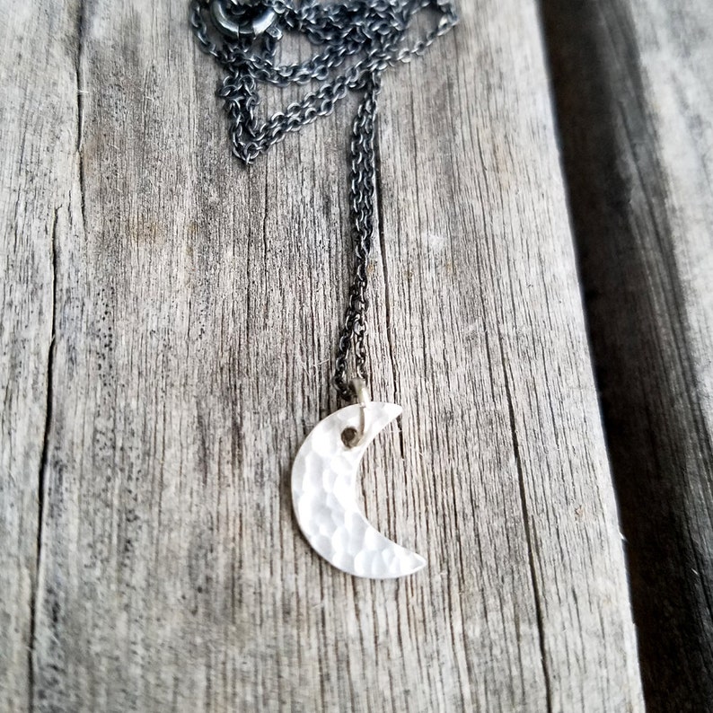 Sterling Silver Crescent Moon Necklace - Etsy