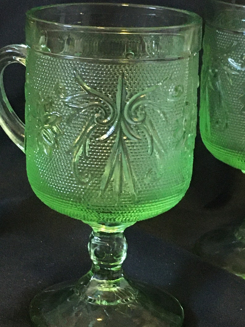 Tiara Pattern, Chantilly Green, by Indiana Glass Set of Three 3 Handled ...