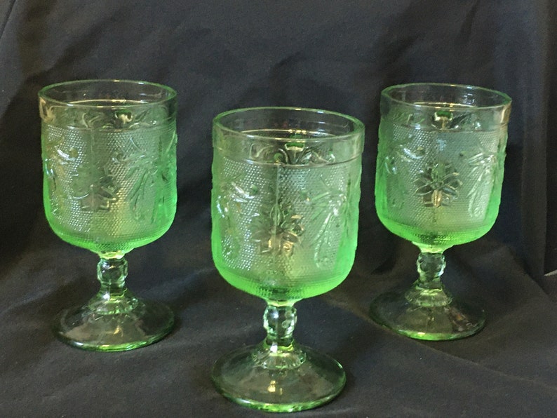 Tiara Pattern, Chantilly Green, by Indiana Glass Set of Three 3 Handled ...