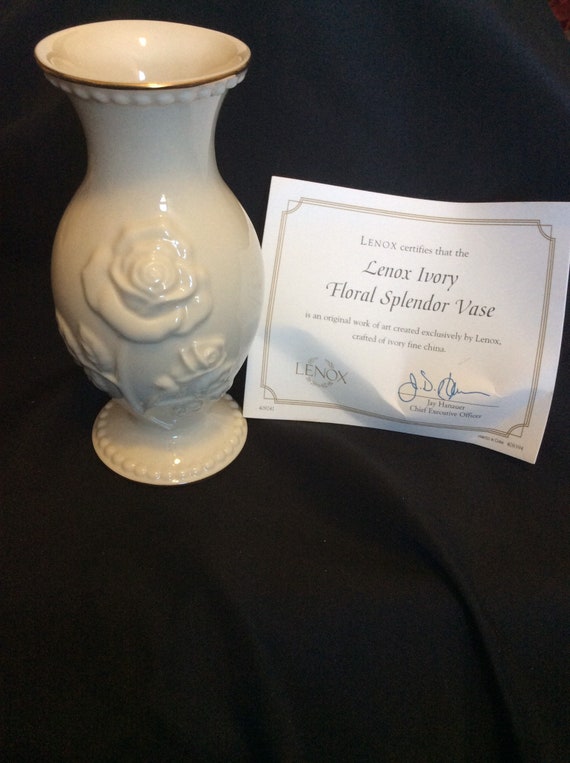 Lenox Ivory Floral Splendor Vase COA and Original Box - Etsy