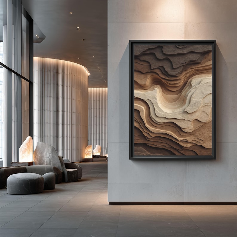 Abstract Canyon Texture Print, Earth Tone Organic Modern Beige Brown ...