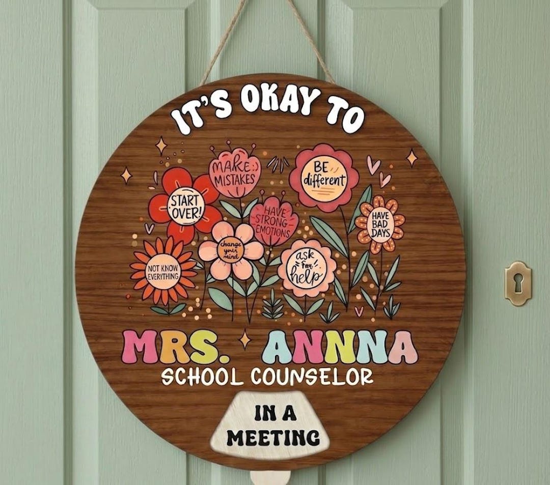 Custom Rotating School Counselor Door Sign, Personalized Teacher Name ...