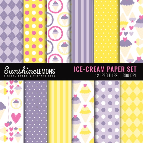 For the love of Ice-Cream Digital Scrapbooking Paper Set | Etsy