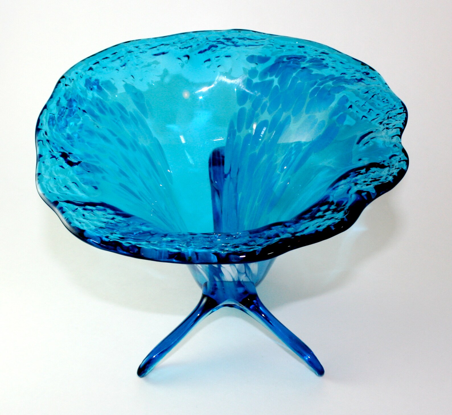 Vintage Italian Cornucopia, Blue Horn of Plenty, Hand Painted Blown Art ...