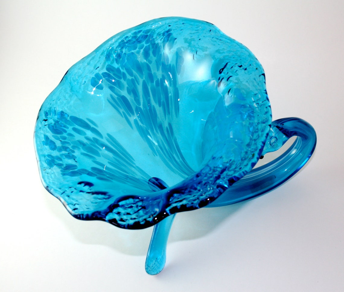 Vintage Italian Cornucopia, Blue Horn of Plenty, Hand Painted Blown Art ...