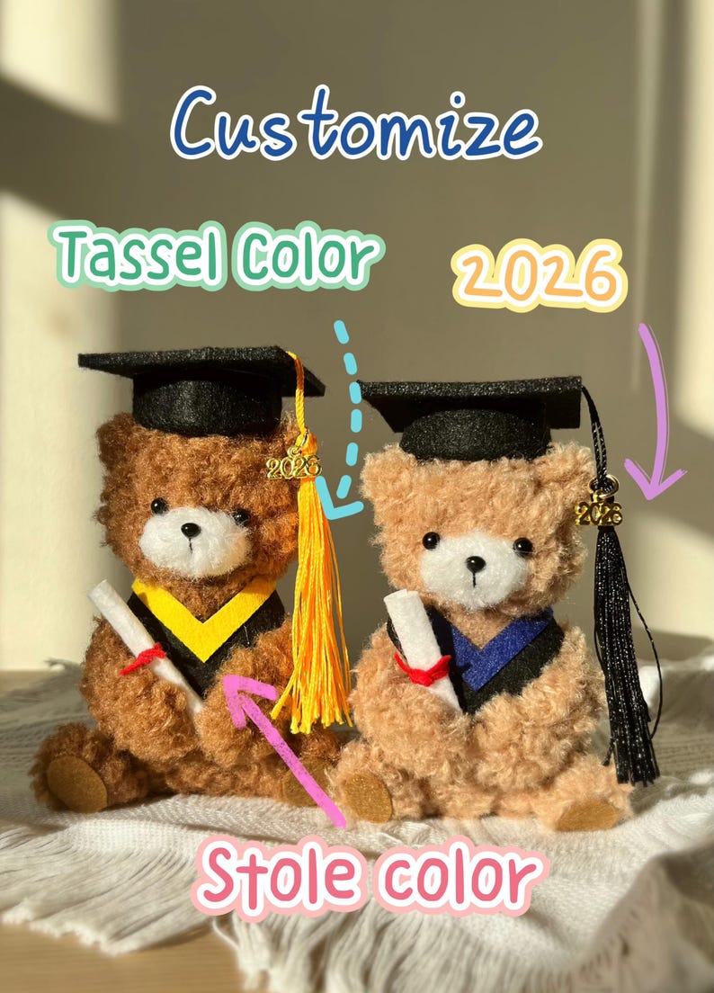 Handmade Custom Graduation Teddy Bear 2026 With Name Necklace ...
