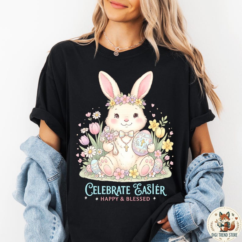 Joyful Spring Bunny Easter Christian Celebration Happy Blessed PNG ...
