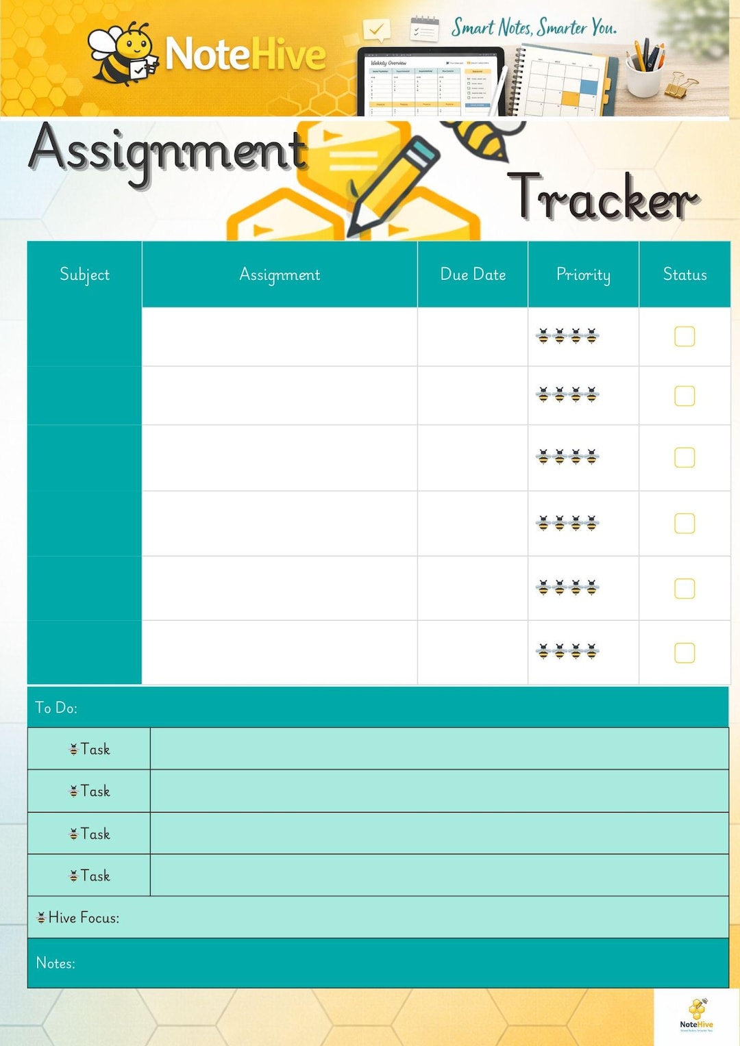 Teacher Assignment Tracker Printable | Student Homework Tracker ...