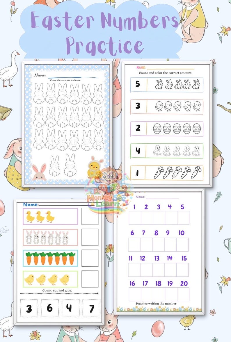 Preschool Numbers Worksheets - Etsy