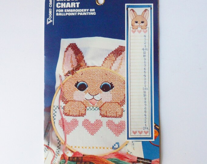 Grow Chart Embroidery Pattern, Cross Stitch Bunny Wall Growth Chart Kit ...
