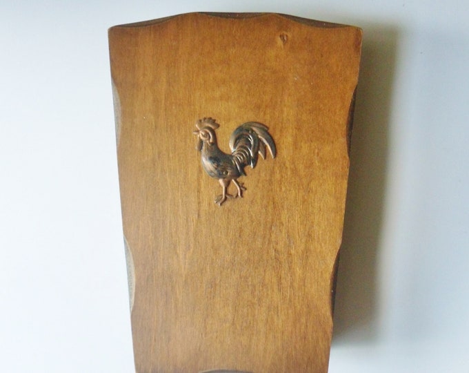 Wooden Knife Holder With Rooster, Wall Mount Knife Rack, Colony Kitchen ...
